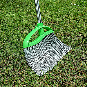 GLOYY Long Handled Outdoor Brooms for Floor Cleaning Heavy Duty Broom Outside, Green