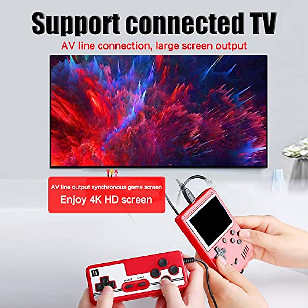 Handheld Game Console , 400 Handheld Classic Games, 3 inch LCD Screen and Additional Controller, Portable Retro Game Console, Retro Handheld Game Console Supports for Connecting TV & Two Players (Red)