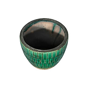 Creative Co-Op Distressed Small Tile Terracotta Planter, Green