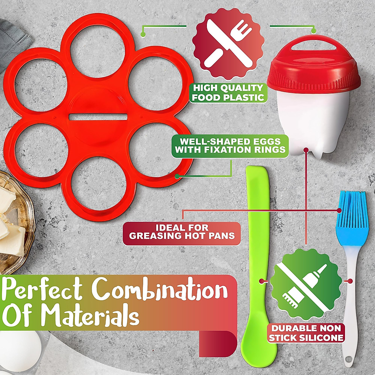 Indvidual Egg Boiler for Hard Boiled Eggs - 6Pcs Silicone Poached Egg Cups for Boiling Eggs Hard Boiled Egg Maker Silicone Egg Mold - Poached Egg Cooker Hardboiled Egg Making Poached Egg Holder Mold