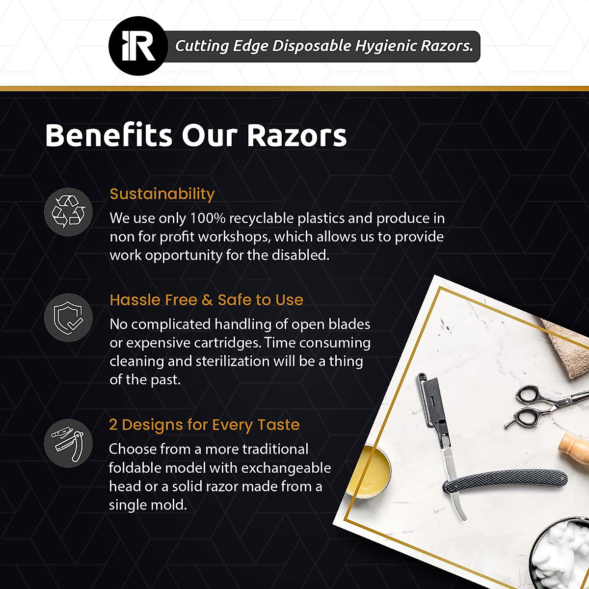 Professional Straight Razors for Men - 100 Disposable Straight Edge Razors Featuring Stainless Steel Blade w/Blade Guard - Essential Barber Accessories for Close Shaving and Grooming by Better Barber