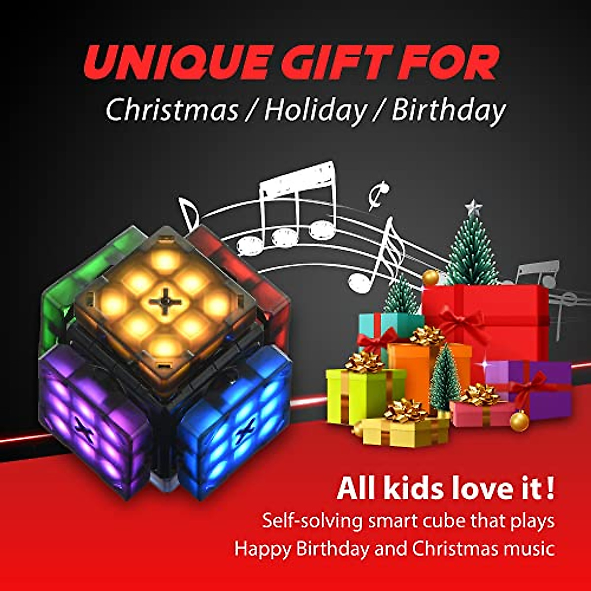 eX-Mars AI Robot Cube & Smart Cube, Self Scrambling STEM Cube with 10 Puzzle Types | Self Solving Speed Cube, Plays Music | Unique Stem Toys for Boys & Girls | Fidget Toys for Adults Anxiety