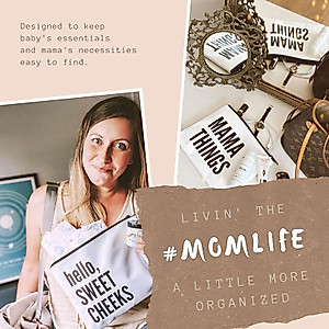 Lucky Love Diaper Bag Organizing Pouches | Set of 4 Including Diaper Clutch | Dry Wet Bag (White & Black)