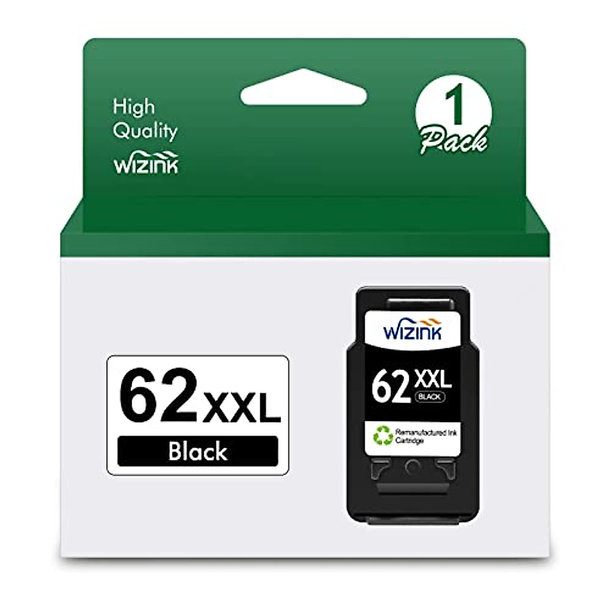 WIZINK 62 XXL Black Ink Cartridge for Remanufactured Printer Ink Cartridges 62xl 62 XXL Ink Cartridges for HP Envy 5540 5640 5660 7644 7645 OfficeJet 5740 8040 Printer (1 Black)