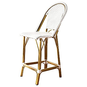 SAFAVIEH PAT4019A Collection Gresley Navy and White Indoor/Outdoor Stacking French Bistro Counter Stool