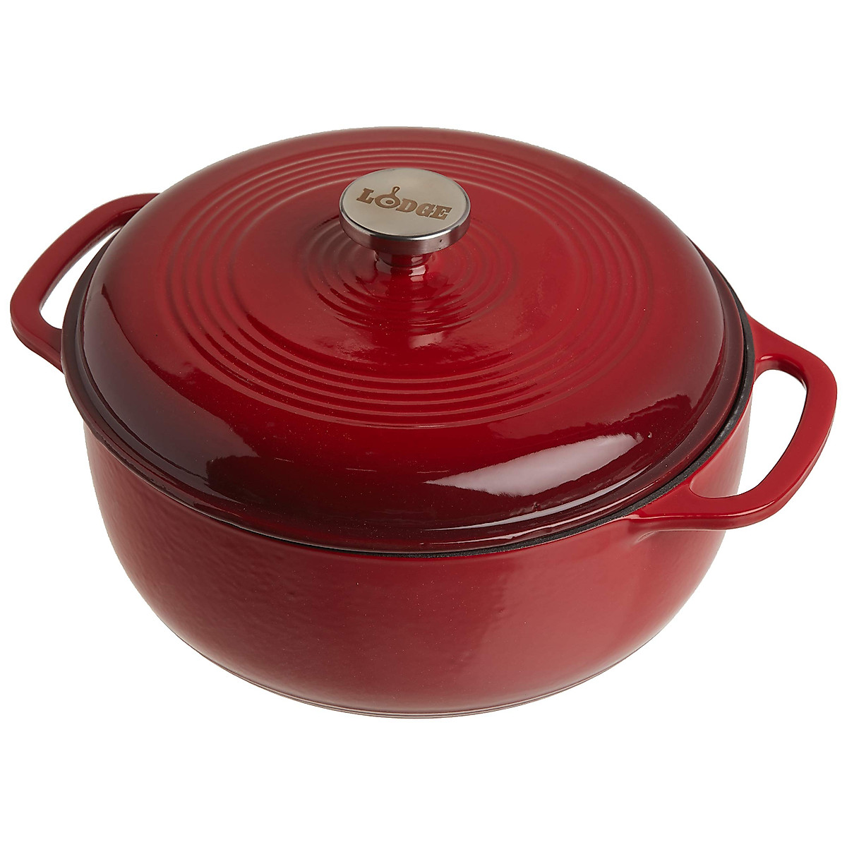 Lodge EC6D43 Enameled Cast Iron Dutch Oven, 6-Quart, Island Spice Red & Enameled Cast Iron and Stoneware Care Kit, 12 oz