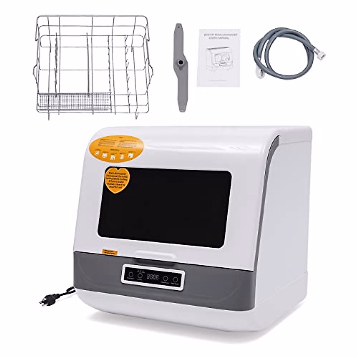 Compact Dishwasher 1200W Mini Portable Countertop Dishwasher 3/4 Washing Program Deep Cleaning for Small Apartments, Dorms and RV (White 3 Washing Programs)