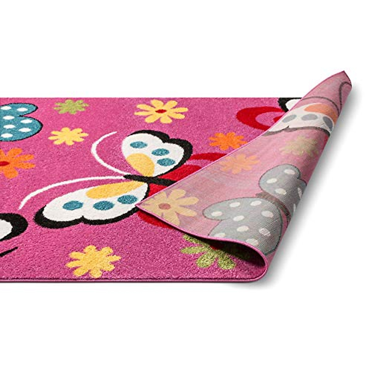 Well Woven StarBright Daisy Butterflies Modern Abstract Pink 3'3" x 5' Kids Area Rug