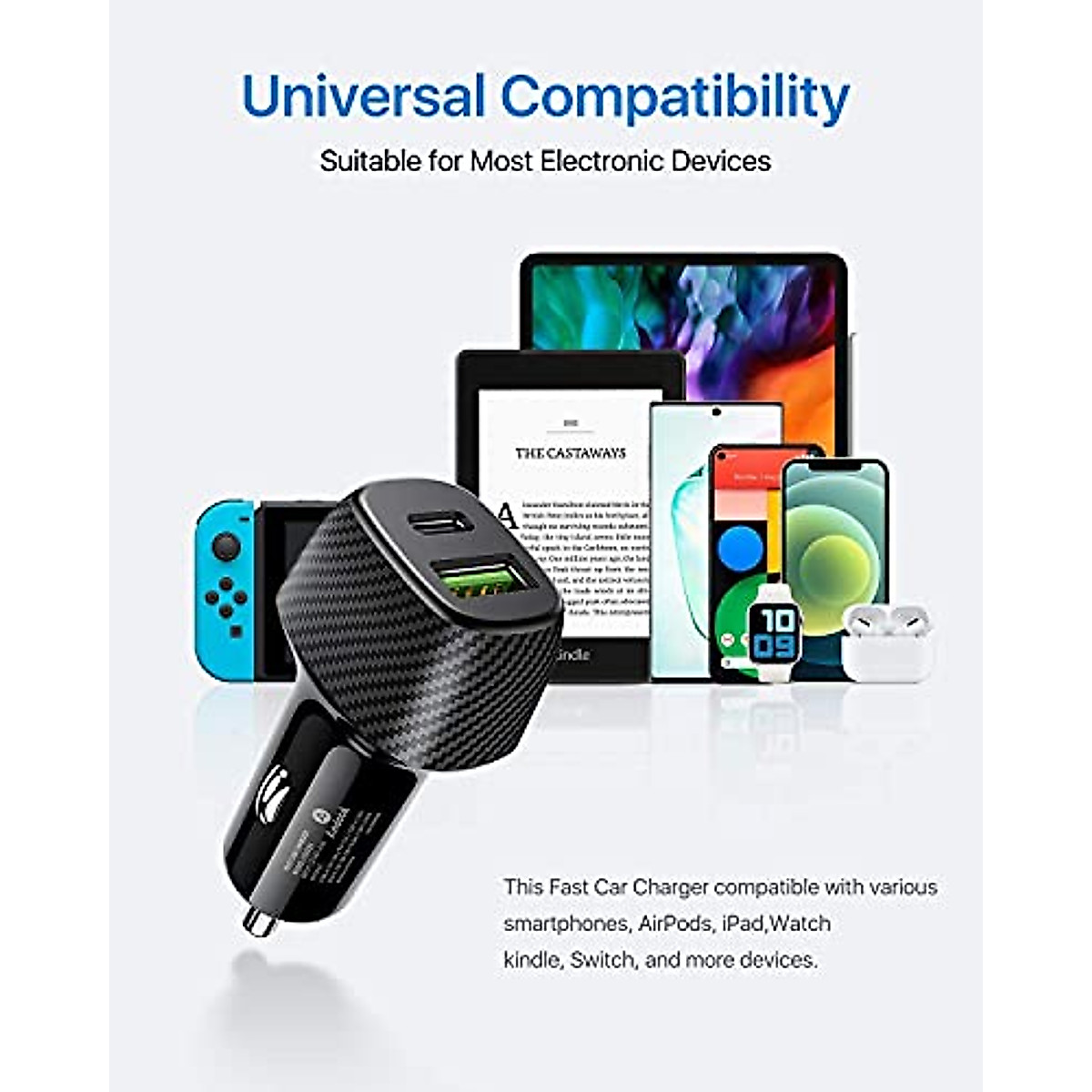 [Newest & Fastest] andobil USB C Car Charger [Fast Charging & Power-Consuming APP Friendly] 38W Dual Port Car Adapter Compatible with Magsafe, iPhone 14 Pro, 14 Plus, 14 Pro Max, All iPad and iPad Pro
