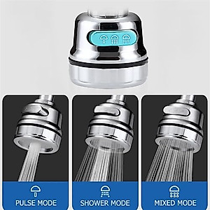 XBWCADSE 360 Degree Swivel Kitchen Faucet Aerator Adjustable 3 Modes Sprayer Filter Diffuser Water Saving Nozzle Bath Faucet Connector