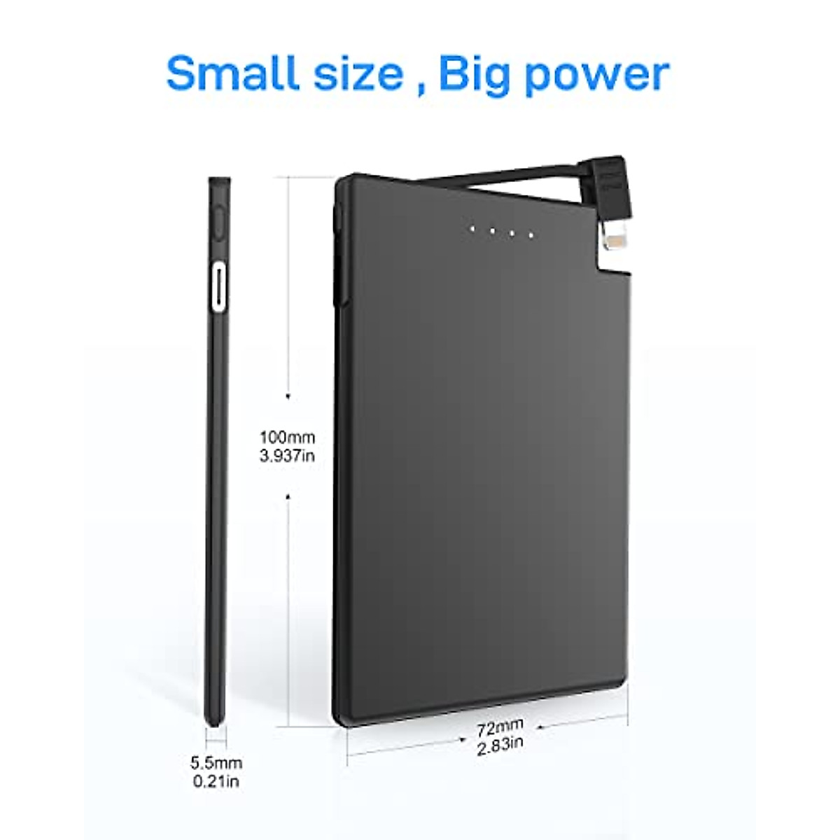 TNTOR Portable Charger for iPhone Built in Lightning Cable(MFi Apple Certified), 3500mAh Ultra Slim External Battery, Fast Charge Power Bank for iPhone 14/13/12/11 Pro/X/8 etc