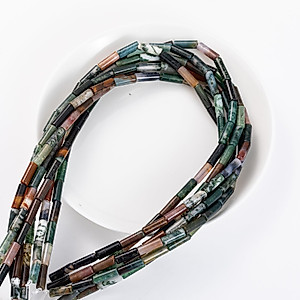Natural Indian Agate Cylinder Tube Beads 4x13mm 38cm/str Loose Semi Gemstone Stone Beads for Making Bracelets Necklace Earrings