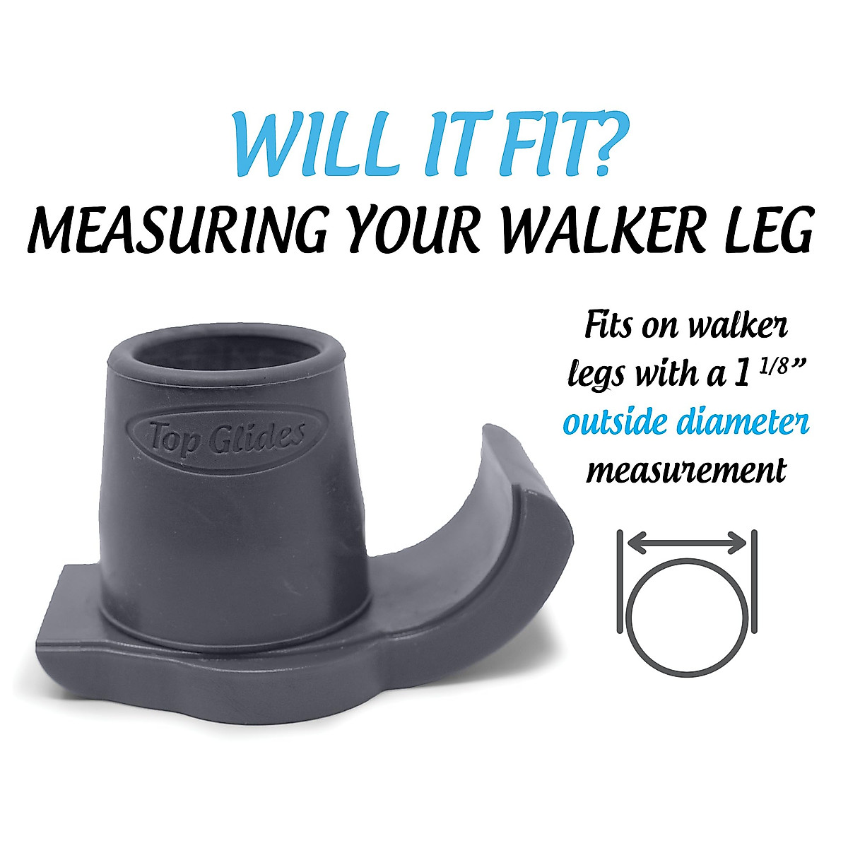 Deal: 2 Pairs Top Glides DuraSki Heavy Duty Walker Ski Glides for 1 1/8 Inch Tubes (Gray)