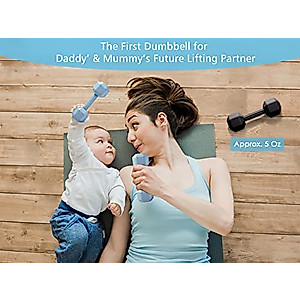 Baby Dumbbell Toy - Silicone Infant Rattle Teething Toy Teether Toddler Sensory Toy Durable Safe Exercises Workout Weight - Great Gift for Girls and Boys (1pcs - Black)