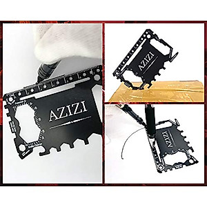 2021 Wow Fashions AZIZI 46 in 1 Credit Card Tool- Best Holiday Gifts Stocking Stuffer- Cool Gadgets for Men- Wallet Multitool for Everyday EDC Survival Gear- Bottle Opener Screwdriver Cell Phone Stand