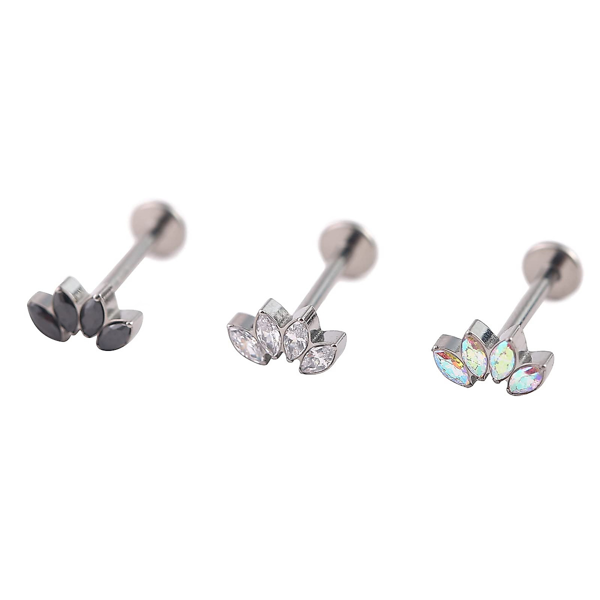 ShineYingTi 16g Titanium Labret Studs 16G Lip Piercing Internally Threaded Medusa Ring Cartilage Monroe Helix Piercing Jewelry 35-AB
