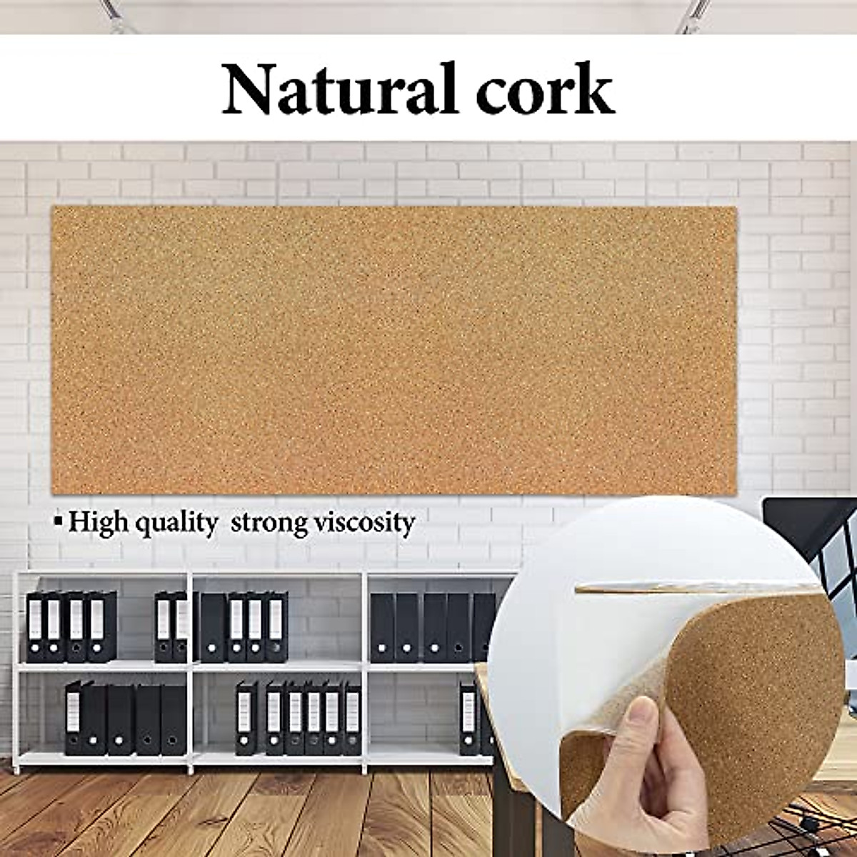 CREHNIL Natural Self Cork Roll with Adhesive Backing 1/8 Inch Thick Peel and Stick for Walls Drawer Shelf Liner Crafts Pins Bulletin Board Rolls Gasket Material Underlayment 18x48 4 Pack