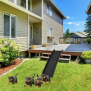 YITAHOME 61in Folding Dog Ramp for Cars with Anti-Slip Tape, Portable Pet Ramp for Large Dogs, Lightweight Resin Dog Car Ramp with Safe Raised Sides Stairs Step for SUV Truck, 150lbs Load Capacity