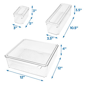 10 Pack Clear Refrigerator Organizer, Fruit and Veggie Clear System Organizer Plastic holder Containers for Food arrangement, Simplify organization for Refrigerator and Pantry