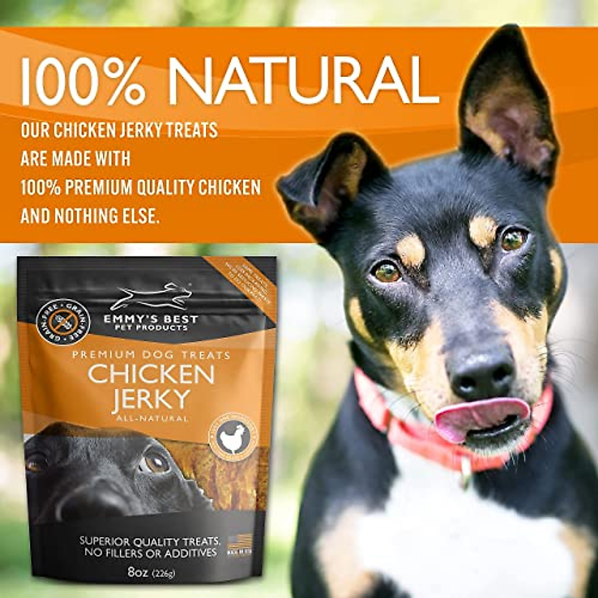 EBPP Chicken Jerky Dog Treats Made in USA - 100% Natural Dog Jerky Treats Made with Real Chicken - Grilled Chicken Strips for Medium Dogs, Large Dogs and Small Dogs