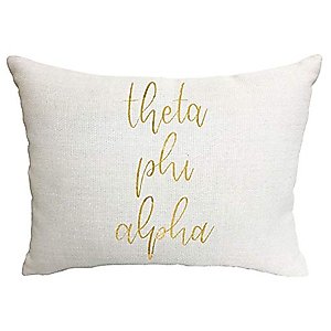 Sorority Shop Theta Phi Alpha Pillow – Gold Script Design, 12" x 16" Lumbar Pillow Sorority