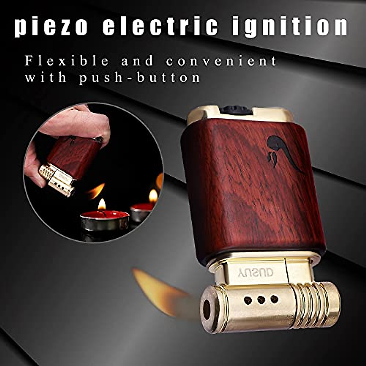 Yusud Vintage Trench Lighter, Cool Pipe Lighter Butane Refillable, Antique Flip Lighter, Retro Soft Flame Table Lighters, Unique Birthday Gift for Men Women