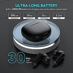 Wireless Earbud, Bluetooth 5.3 Headphones Bluetooth Earbud with Mics, Wireless Earphones in Ear Noise Cancelling Wireless Headphons Deep Bass IPX5 Waterproof Ear Buds Black Pro
