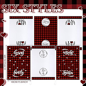 Bencailor 6 Pcs Valentine‘s Day Kitchen Towels Red Buffalo Plaid Heart Valentines Dish Towels Valentine Towels Hand Dish Tea Towels for Home Bathroom Gifts Anniversary Decorations(Red,Classic)