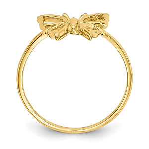 IceCarats 14K Yellow Gold Butterfly Wings Statement Ring Size 7