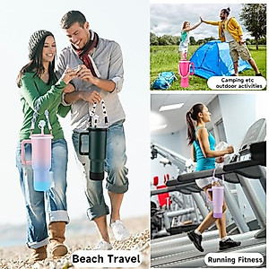 Sanilinwild 40 oz Tumbler with Handle Straw and Accessories, Drop & Abrasion Resistant, Vacuum Double-Layer Insulation, Ideal for Camping, Fitness, Outdoor Use