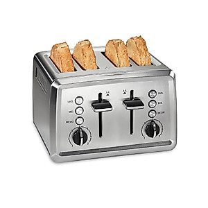 Hamilton Beach 4 Slice Toaster with Extra-Wide Slots, Bagel Setting, Toast Boost, Slide-Out Crumb Tray, Auto-Shutoff & Cancel Button, Stainless Steel (24798)