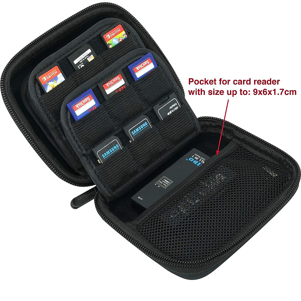 Large Capacity 33 Slots Storage Case Holder for SD Memory Cards, Switch Game Cartridges, PS Vita Game Plus 12 Micro SD Card Holders, Pouch for Card Reader