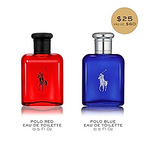 RALPH LAUREN FRAGRANCES Polo Red & Polo Blue - Eau de Toilette – Men’s Cologne – 2-Piece Mini Gift Set – Travel Size - 0.5 Fl Oz Each