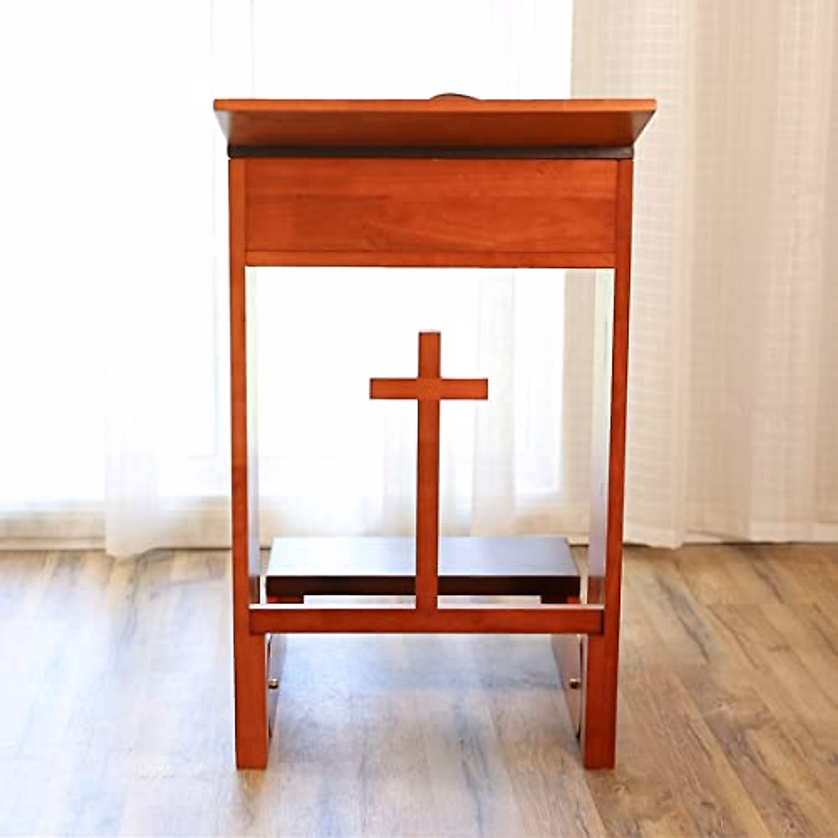 Prayer Bench Stool,Solid Wood Prayer Kneeler with Bench and Folding Table Top in Home,Church Prayer Table Chair Padded Kneeler Shelf for Kneeling at Home,Religious Gifts