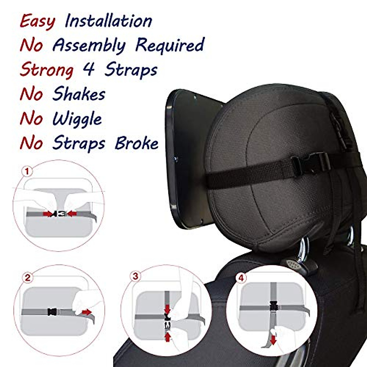 Facekyo Back Seat Baby Mirror | Wide Crystal Clear View | Rear Facing Car Seat Mirror | Shatterproof | Easy to Install | Keep an Eye on Your Baby While Driving