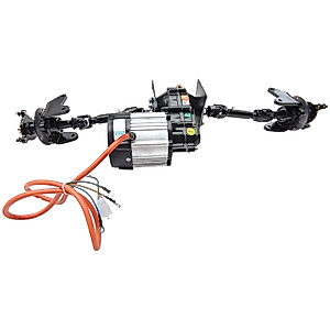 YC Yier Front Axle Kit 4 Wheel Drive Half Axle Assembly Shock Swingarm Tie Rod & 48V 1000W Differential Motor Controller Brake & Steering Wheel Shaft for Electric Go Kart ATV Quad Buggy Golf Cart