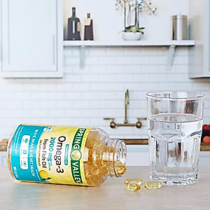 Spring Valley Omega-3 from Fish Oil 2000 mg, Eye, Brain, Heart Health, Lemon, 180 Softgels (Pack of 2)