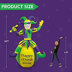 Joiedomi 6 FT Tall Jester On Ball Mardi Gras Inflatable Yard Decoration