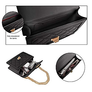 SG SUGU Small Quilted Crossbody Bag, Trendy Designer Shoulder Bag, Phone Wallet Purse for Women (Black)