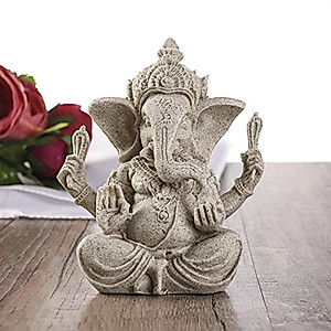 rosenice Elephant Statue Sculpture Sandstone Ganesha Buddha Handmade Figurine
