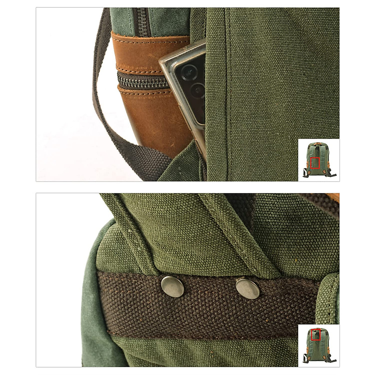 WUDON Leather Laptop Backpack for Women 2022 New Waterproof Travel Leather Backpack Vintage Waxed Canvas Shoulder Rucksack for School Flight Hiking