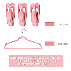 TOFIIGREM Brush Pink Velvet Hangers Clips 20 PCS, Premium Velvet Clips for Thin Velvet Hanger, Non Slip Strong Finger Clips Perfect for Suit Skirt Pant Clothes Velvet Hangers