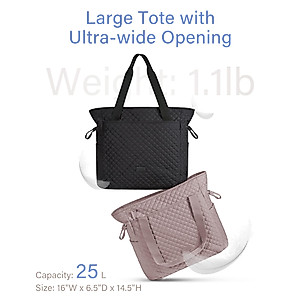 BAGSMART 25L Quilted Tote Bag Large Shoulder Bag with Top Handle for Women, Machine Washable Work Travel Handbag