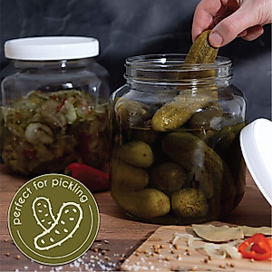 6 Pack of Half Gallon Mason Jars - Wide Mouth with Airtight Lid - Safe Container for Fermenting, Pickling, and Storing - By KitchenToolz