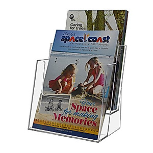 Marketing Holders Literature Holder for 6 Inch Bifold Brochures Booklets and Flyers Clear Countertop Double Pocket 2 Tiered Take One Organizer