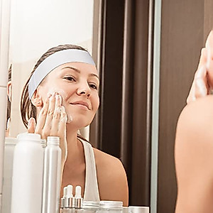 Noverlife 100PCS Disposable Spa Facial Headbands, Elastic Headband Wrap with Adjustable Magic Tape, Stretch Non-Woven Facial Bandeau, Soft Skin Care Essential Headband with Convenient Closure