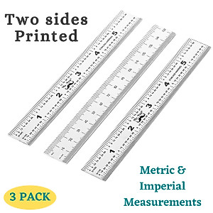 Mr. Pen- Machinist Ruler, Ruler 6 inch, 3 Pack, mm Ruler, Metric Ruler, Millimeter Ruler, (1/64, 1/32, mm and .5 mm), Metal Ruler 6 inch, Precision Ruler, 6 inch Ruler, Stainless Steel Ruler, Rulers