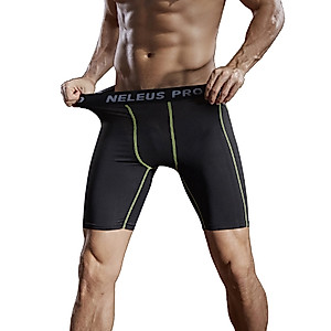 NELEUS Men's 3 Pack Compression Short,047,Black,US XL,EU 2XL