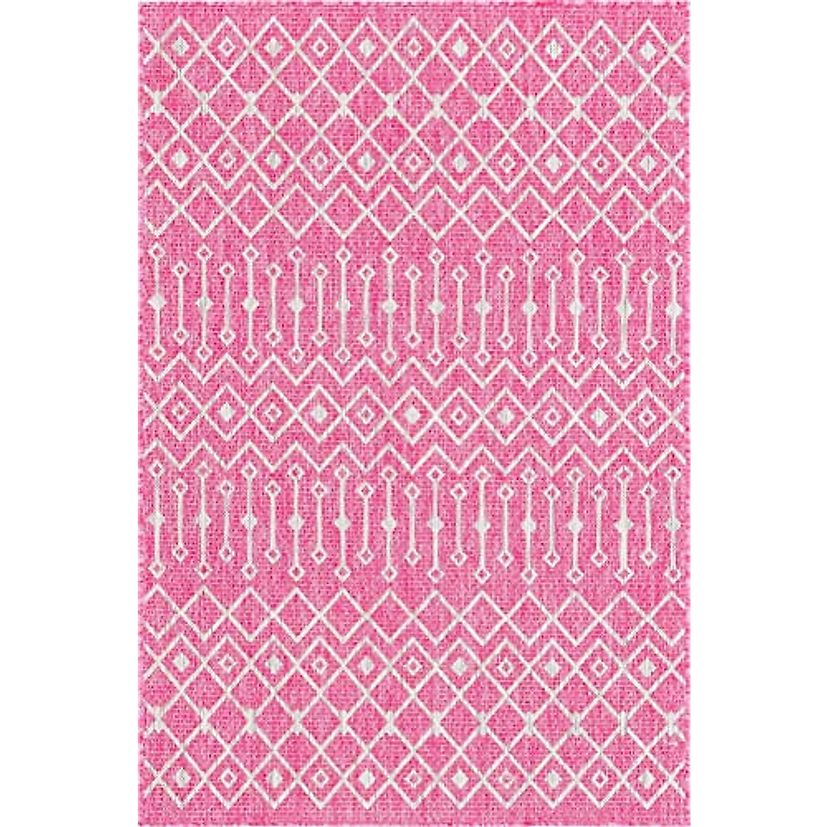 Unique Loom Outdoor Trellis Collection Area Rug - Tribal Trellis (4' 1" x 6' 1" Rectangle, Fuschia/ Gray)