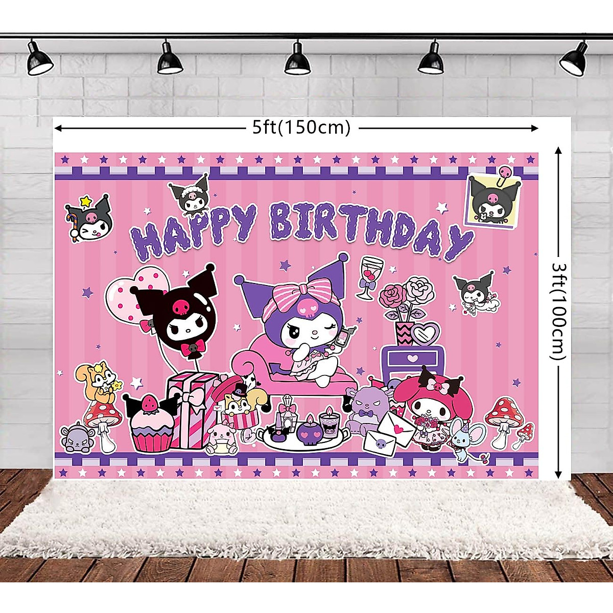 Kawaii Anime Cute Birthday Party Supplies, Cute Kitten Party Decorations Include Backdrop, Balloons, Tableware, Cupcake Toppers, Tablecloth, Stickers, Pink Kitten Themed Party Decorations for Girls